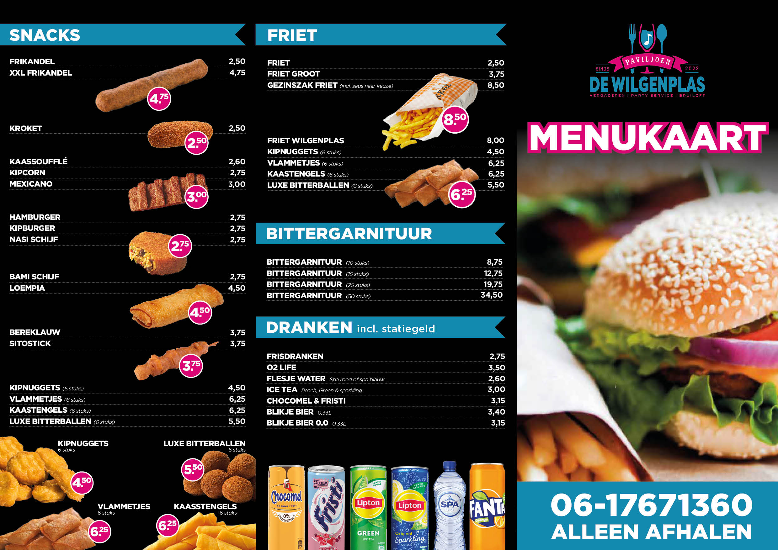 Menukaart | De Wilgenplas – JVH Design